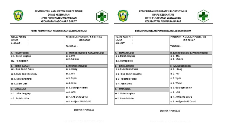 Form Permintaan Laboratorium | PDF