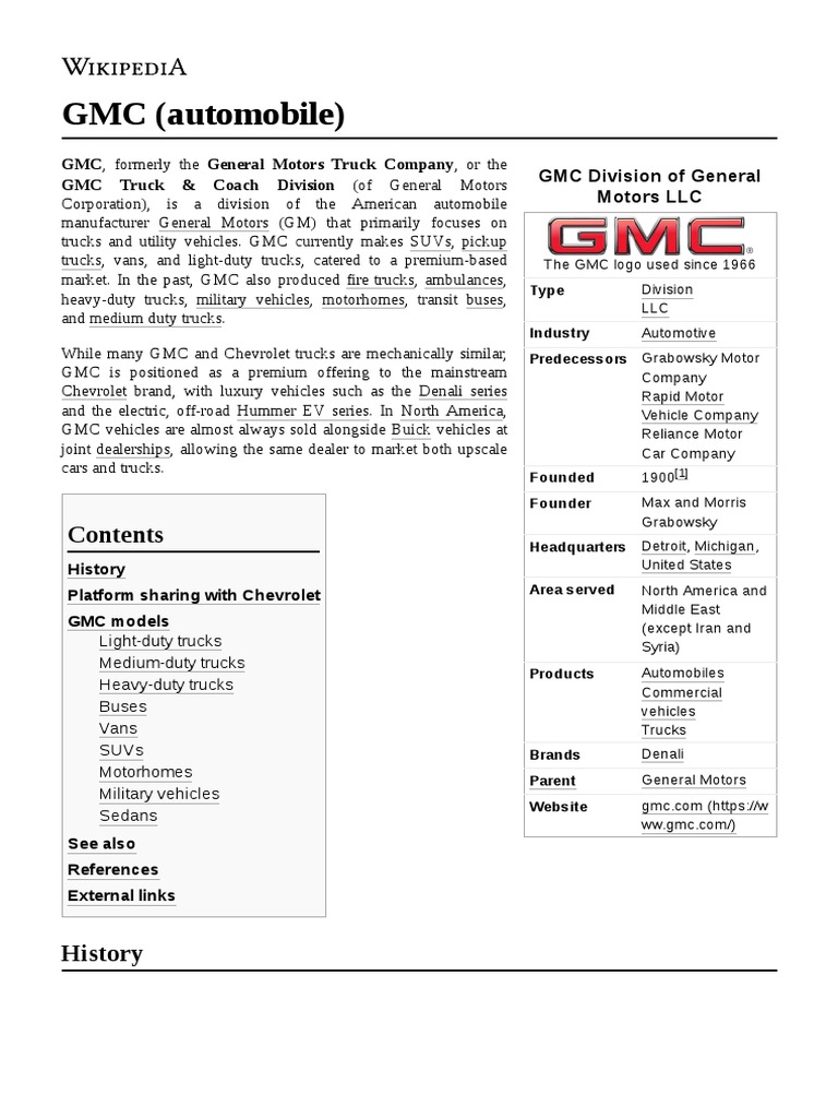 GMC (Automobile) | PDF | Vehicle Technology | Commercial Vehicles