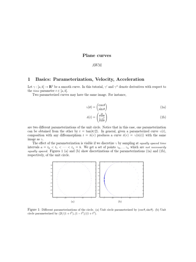 Plane Curves Basics Of Parameterization Velocity Acceleration