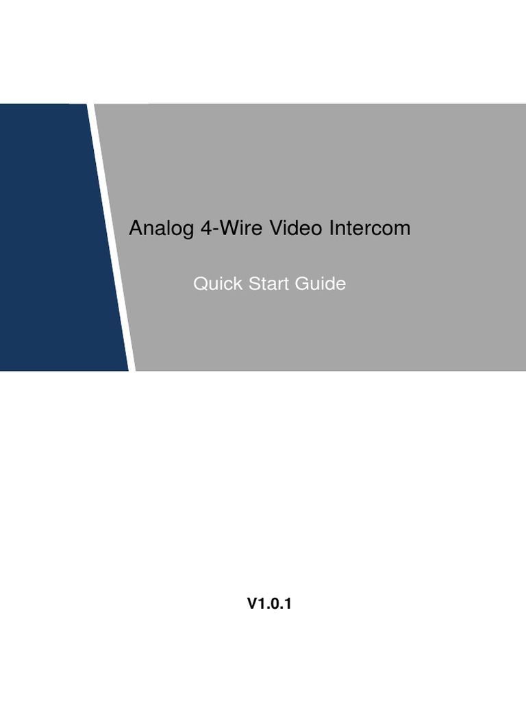 Analog 4-Wire Video Intercom: Quick Start Guide | PDF | Video | Telecommunications