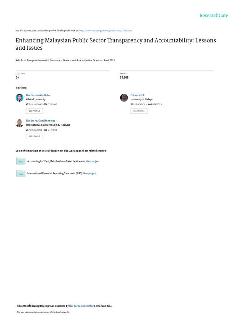 Enhancing Malaysian Public Sector Transparency and Accountability ...