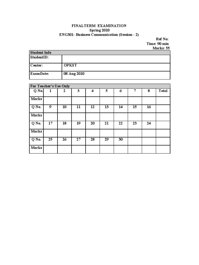 1 - Eng301 Final Term Paper Solved by Kashif | PDF | Memorandum | Thesis