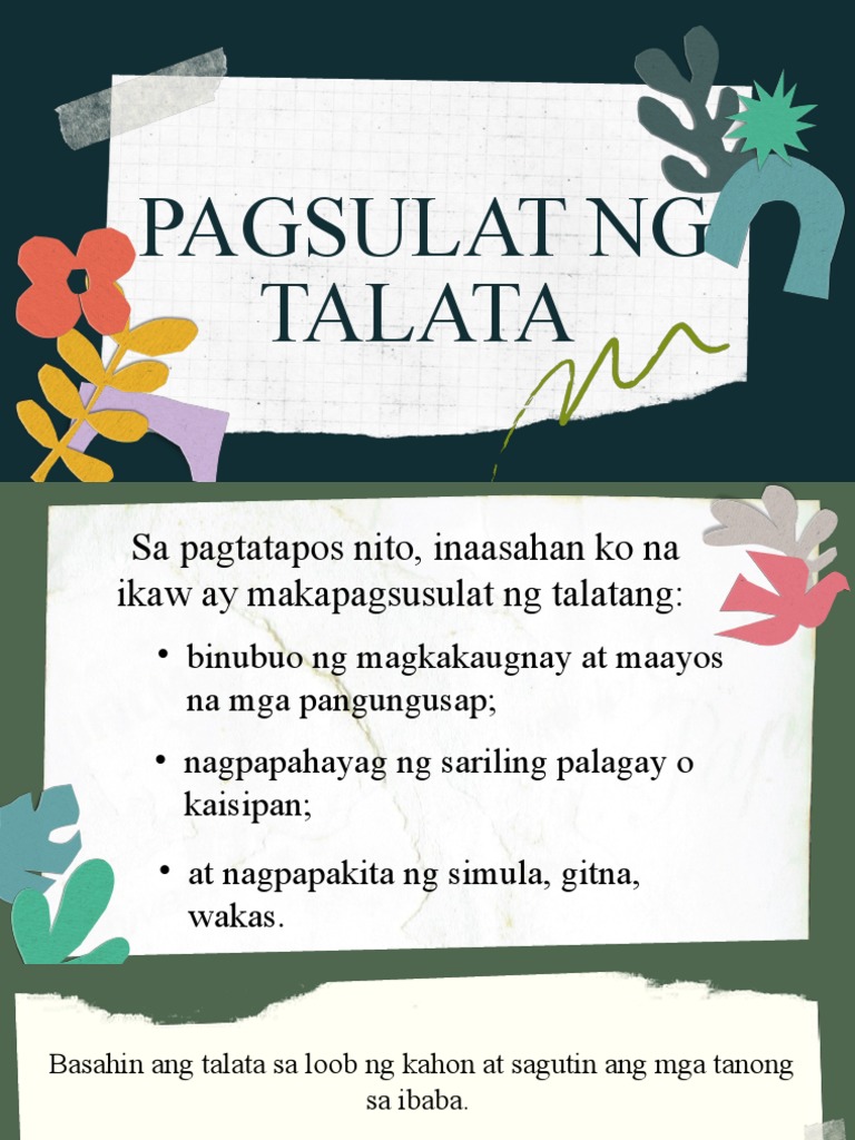 Q1 - W6 (Pagsulat NG Talata) | PDF