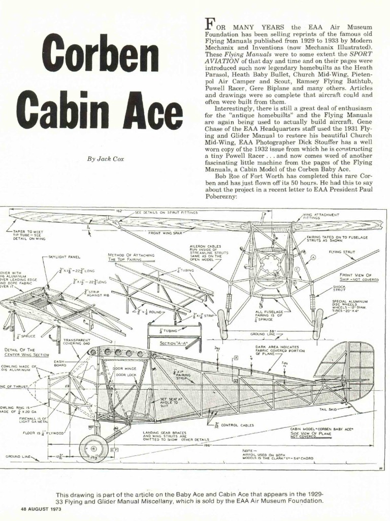Corben Cabin Ace - Sport Aviation - 1973 - 08 - 19 | PDF | Monoplane ...