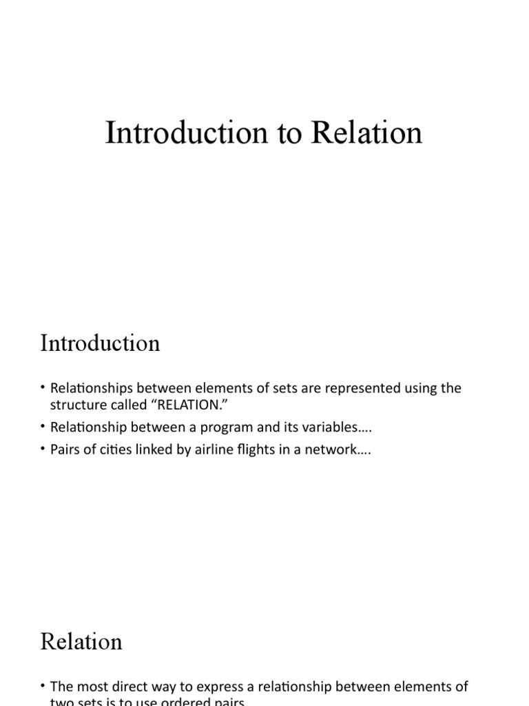 Introduction To Relation01 | PDF | Set (Mathematics) | Mathematical Logic