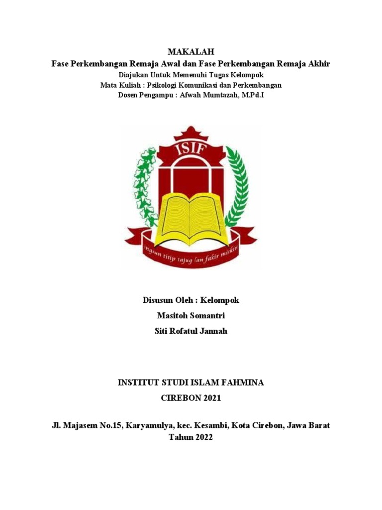 Perkembangan Remaja Awal Dan Akhir | PDF