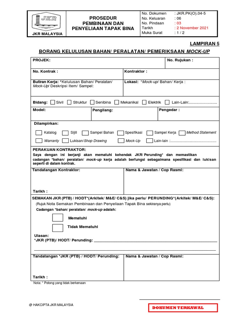 JKR - PK (O) .04-5 - K6P3 - Kelulusan Bahan - Mockup | PDF