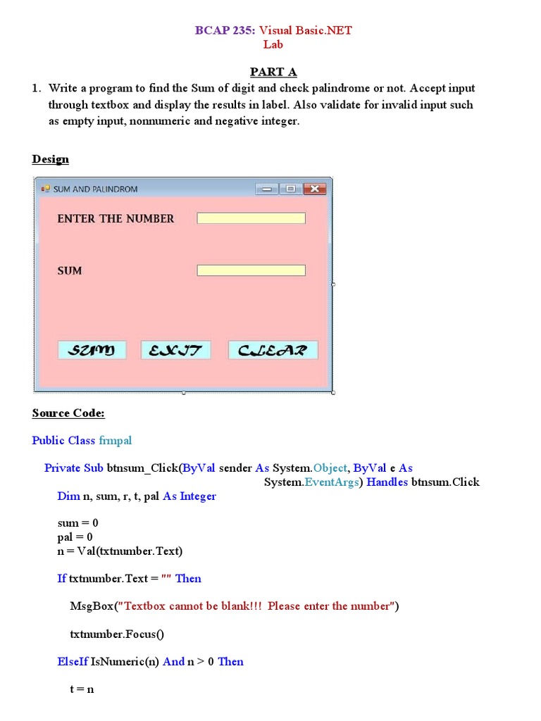 Bcap 235:: Frmpal Object Eventargs | Download Free PDF | Visual Basic .Net | Software Development