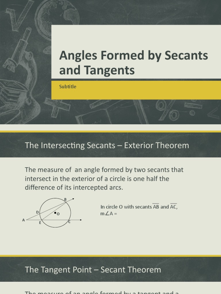 Secant and Tangent Angle Theorems | PDF | Trigonometric Functions | Circle