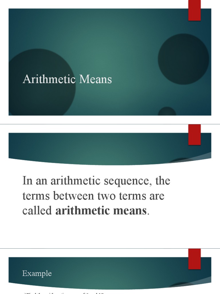 Arithmetic Means | PDF | Teaching Methods & Materials