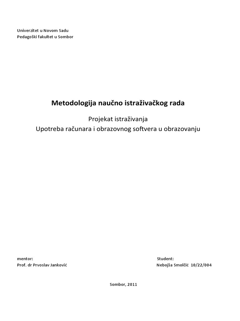 Metodologija Naucno Istrazivackog Rada | PDF