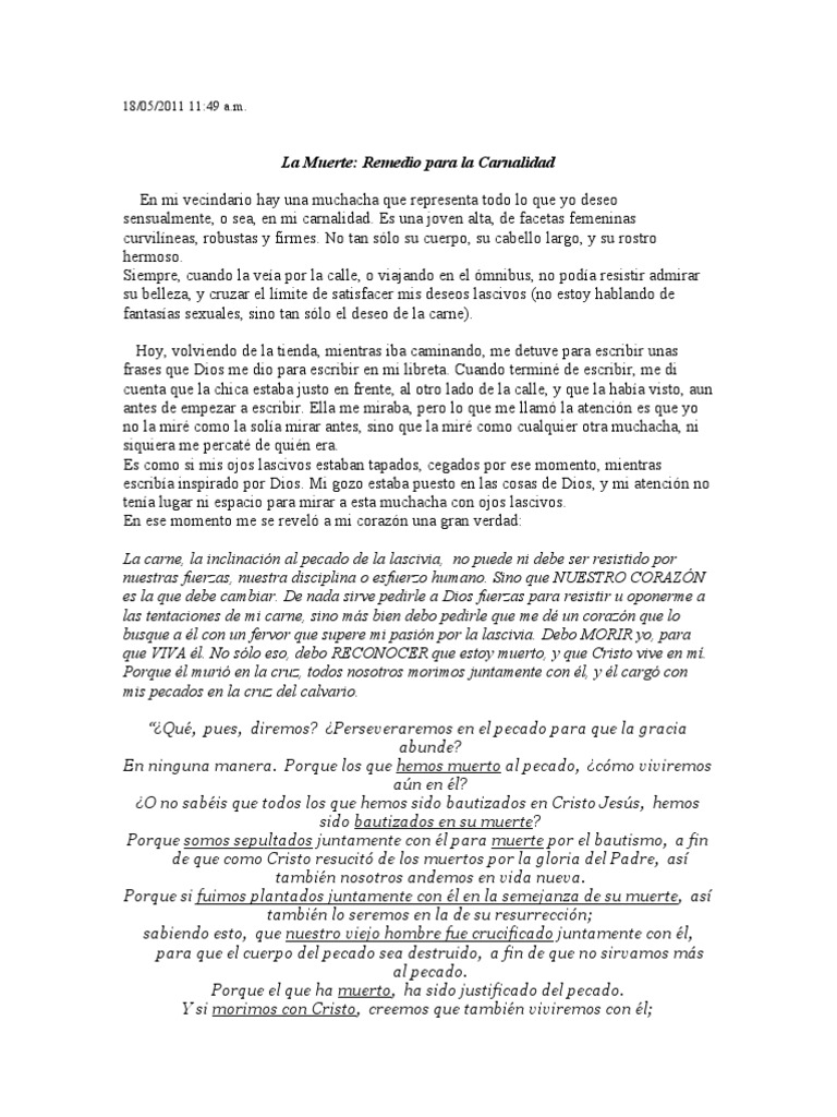 La Muerte: Remedio para La Carnalidad | PDF | Cristo (título) | Pecado