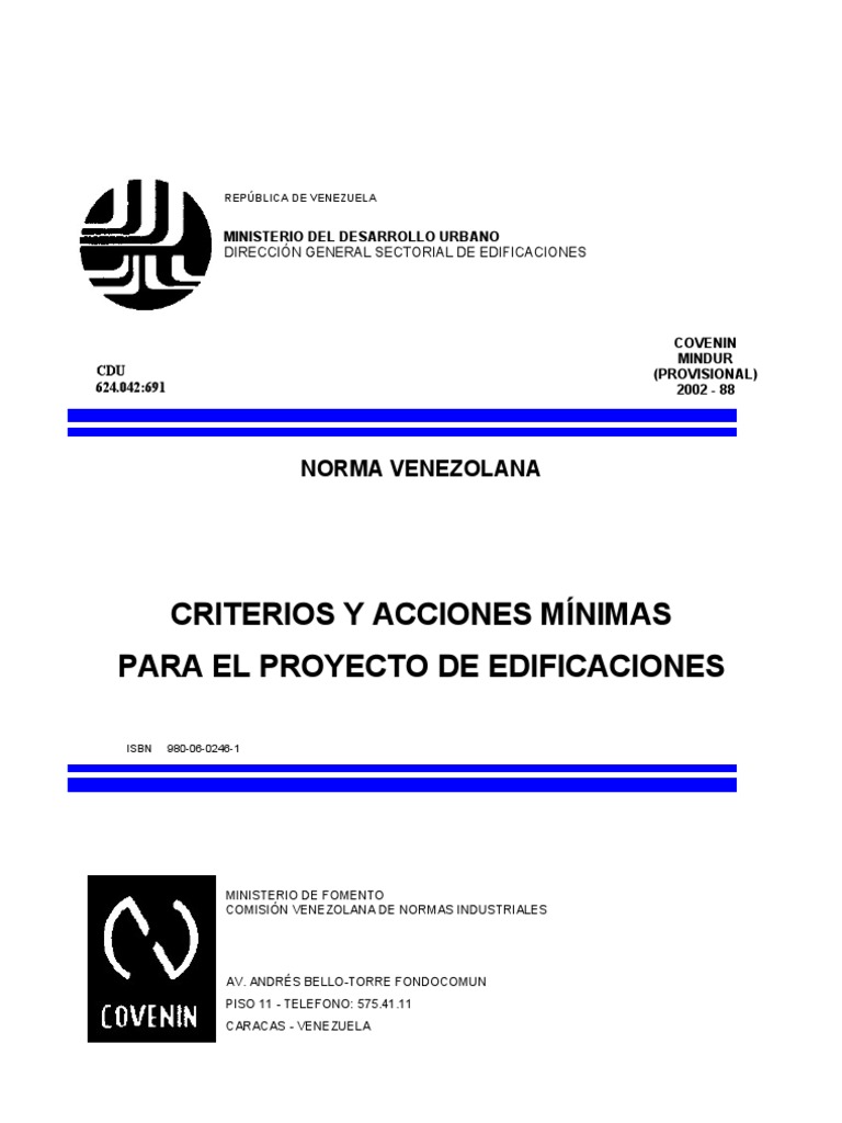 2002-1988a Criterios y Acciones Mínimas para El Proyecto de Edificaciones. | PDF | Hormigón | Diseño