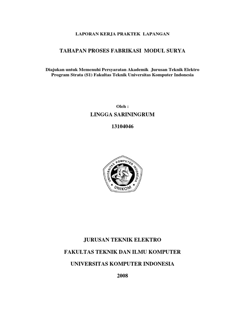 Tahapan Proses Fabrikasi Modul Surya Lingga Sarini | PDF