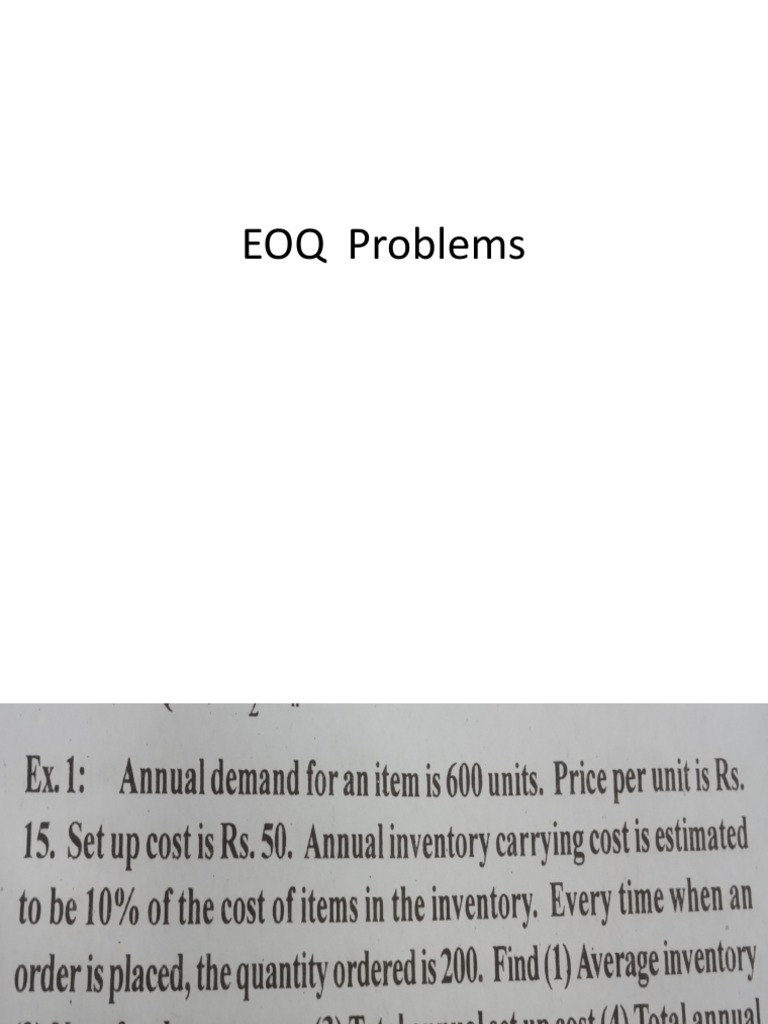 Analysis of an EOQ Model for Inventory Management | PDF | Inventory ...