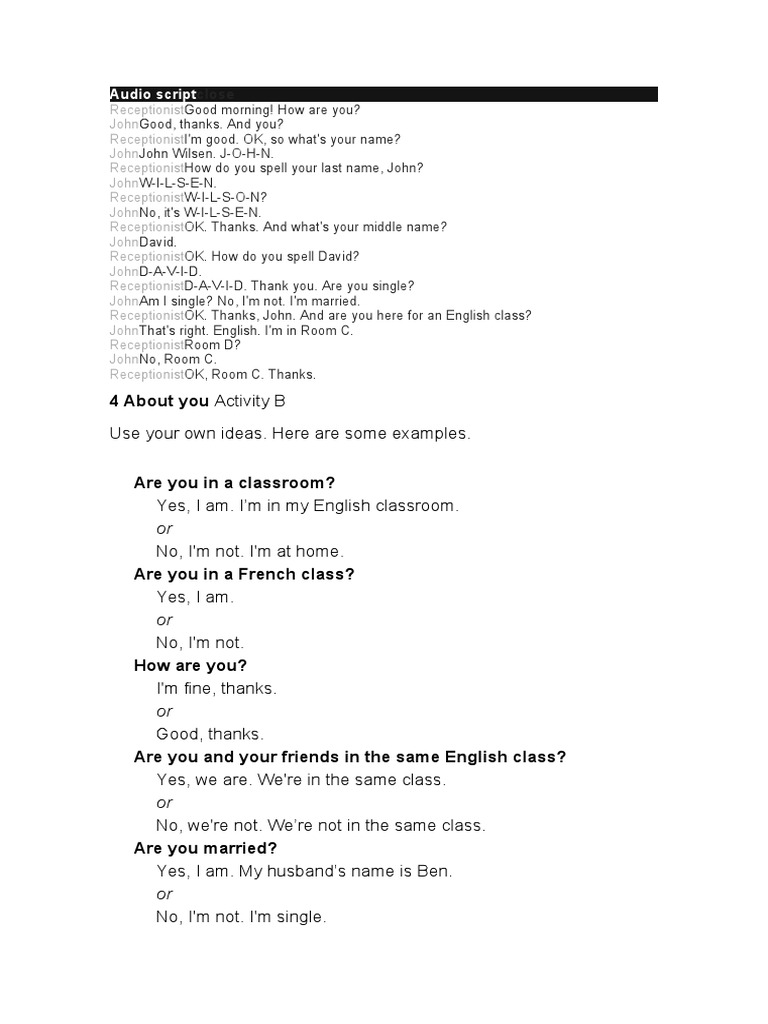 English Class Conversation Script | PDF | Language Arts & Discipline