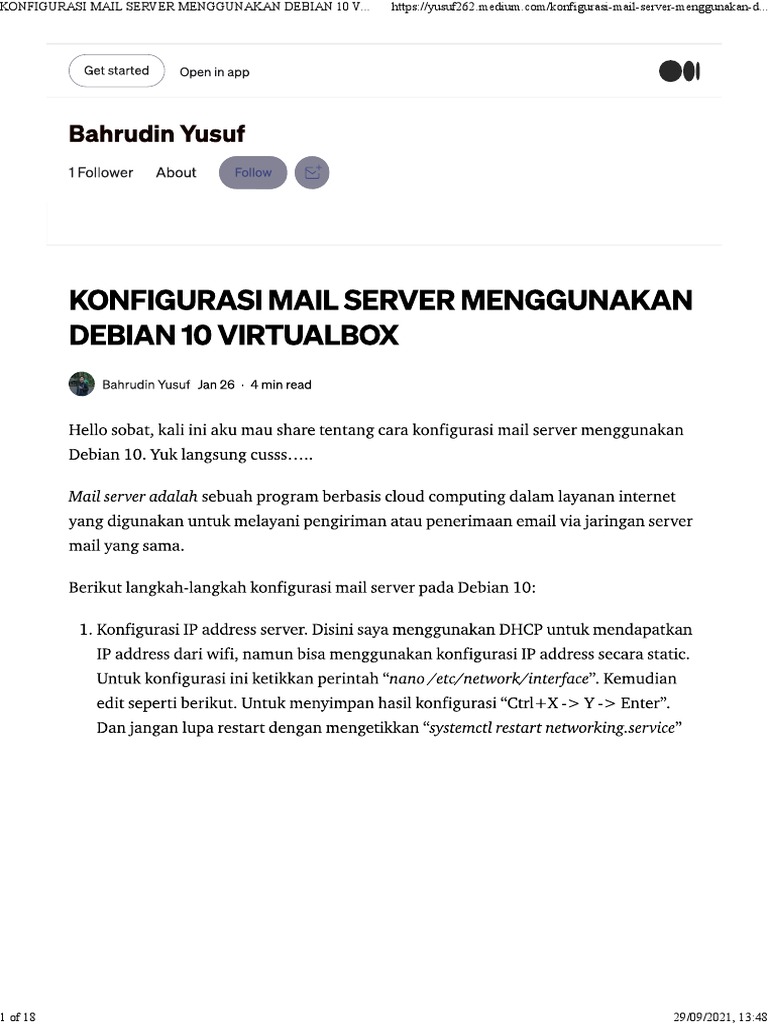 Mail Server Debian 10: Panduan Konfigurasi | PDF