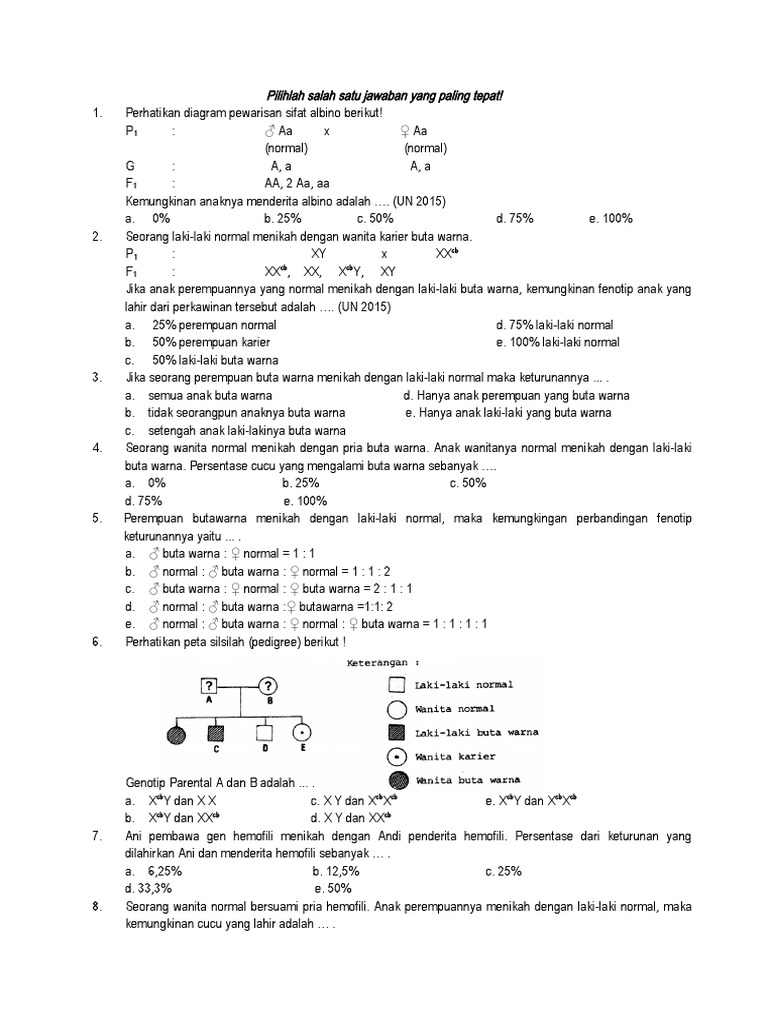 Soal Hereditas Pada Manusia | PDF