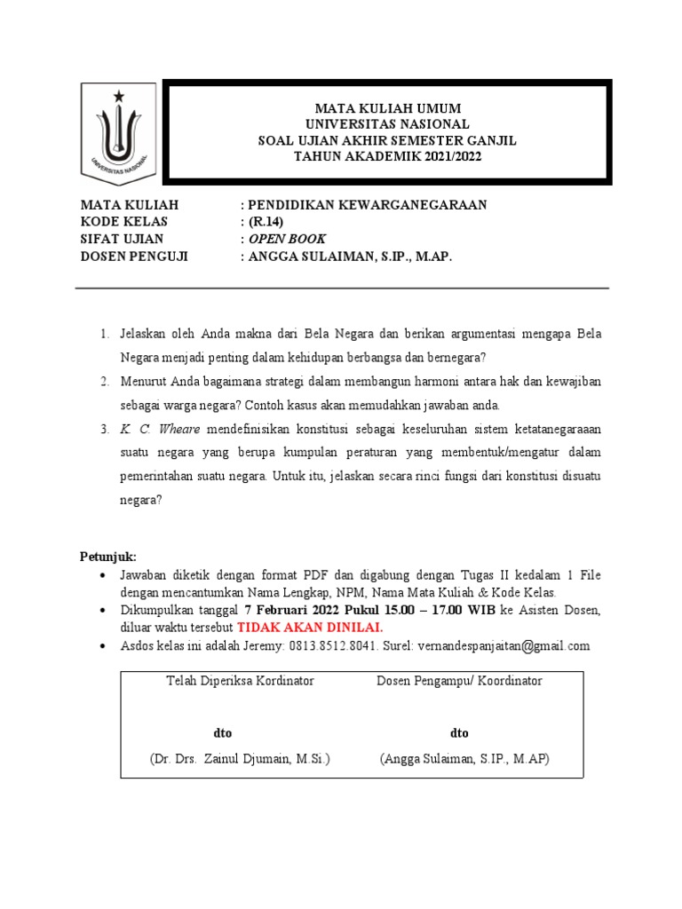 Uas Pendidikan KWN R-14 | PDF