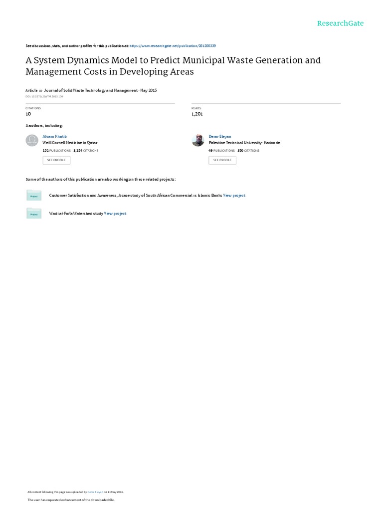 A System Dynamics Model To Predict Municipal Waste Generation and ...