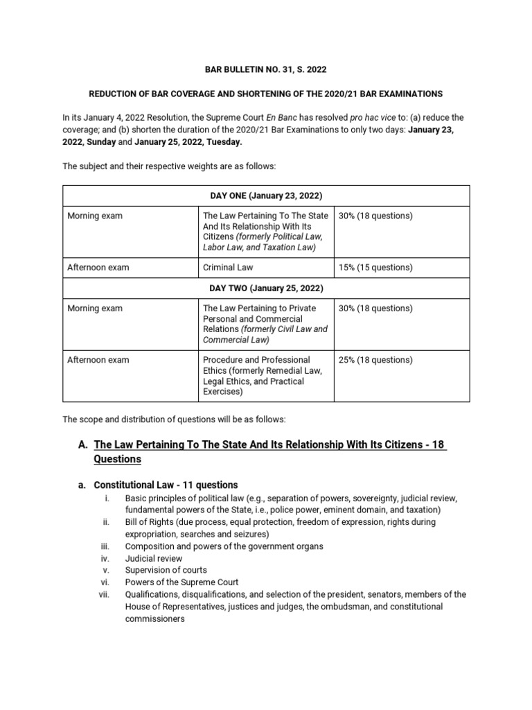 Revised Bar Syllabus | PDF | Taxes | Crime & Violence