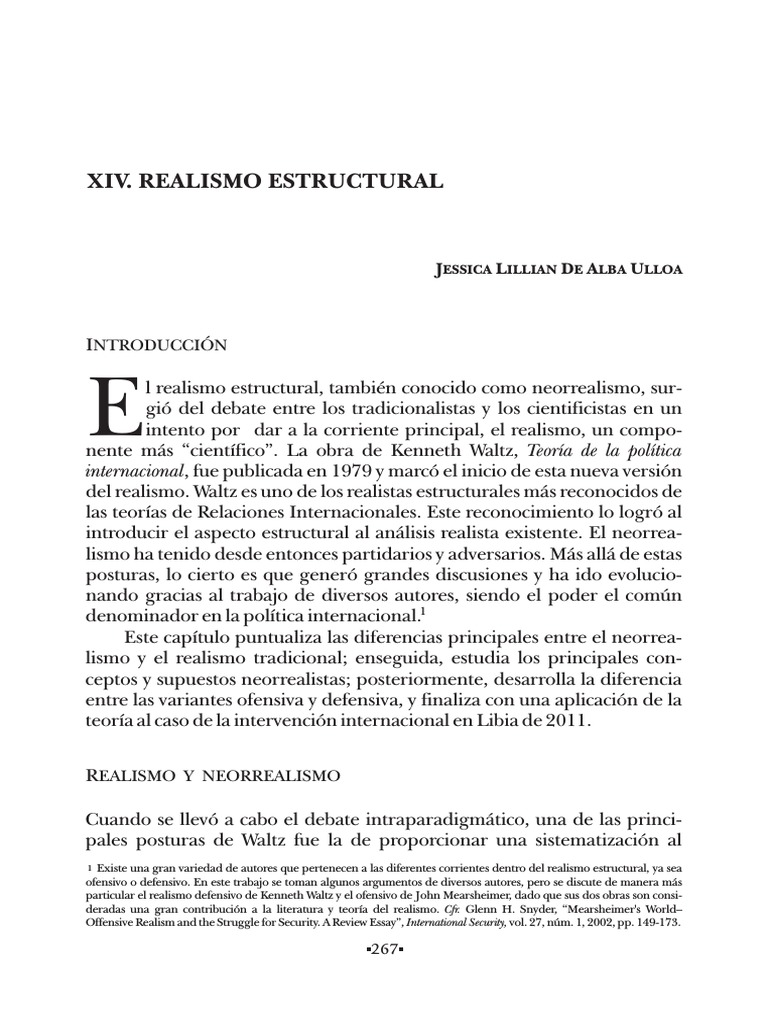 Teorias RI Realismo Estructural | PDF | Realismo filosófico | Muammar ...