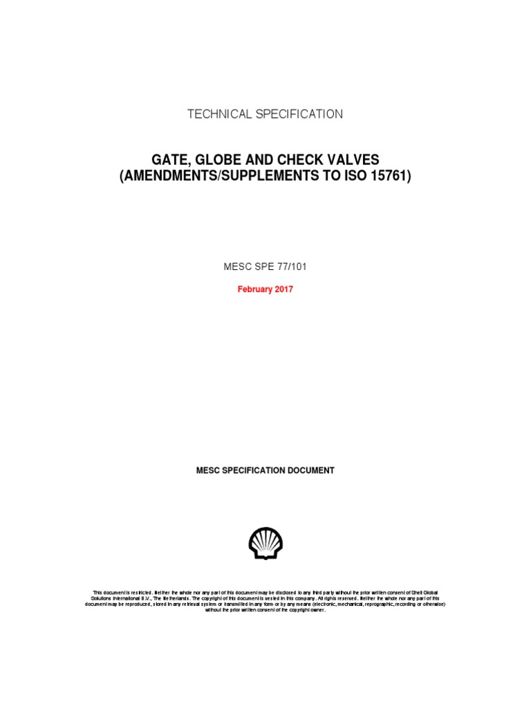 Gate, Globe and Check Valves (Amendments/Supplements To Iso 15761 ...