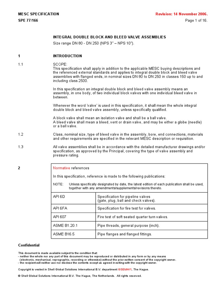 Mesc Specification SPE 77/166: Normative | PDF | Valve | Pipe (Fluid ...