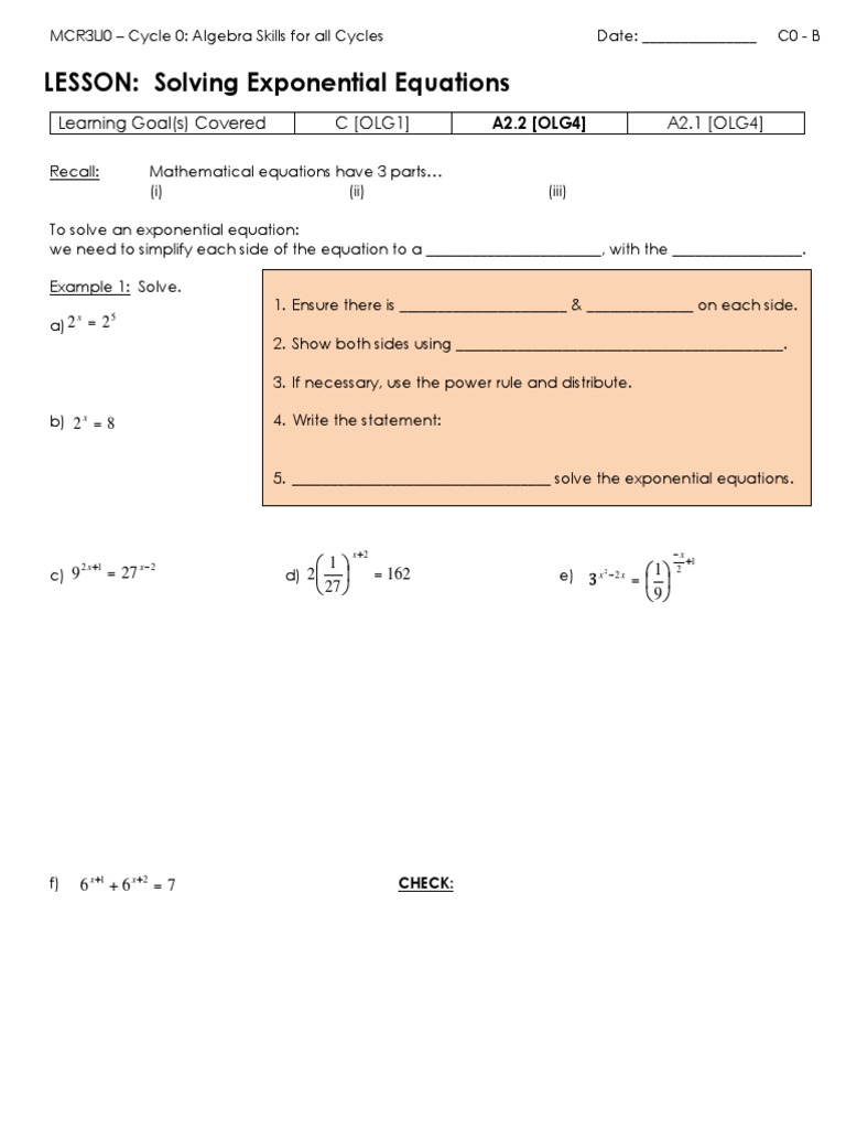 Solving Exponential Equations Guide | PDF