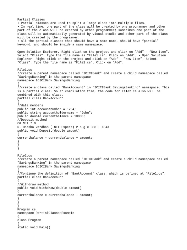 Partial Class | PDF