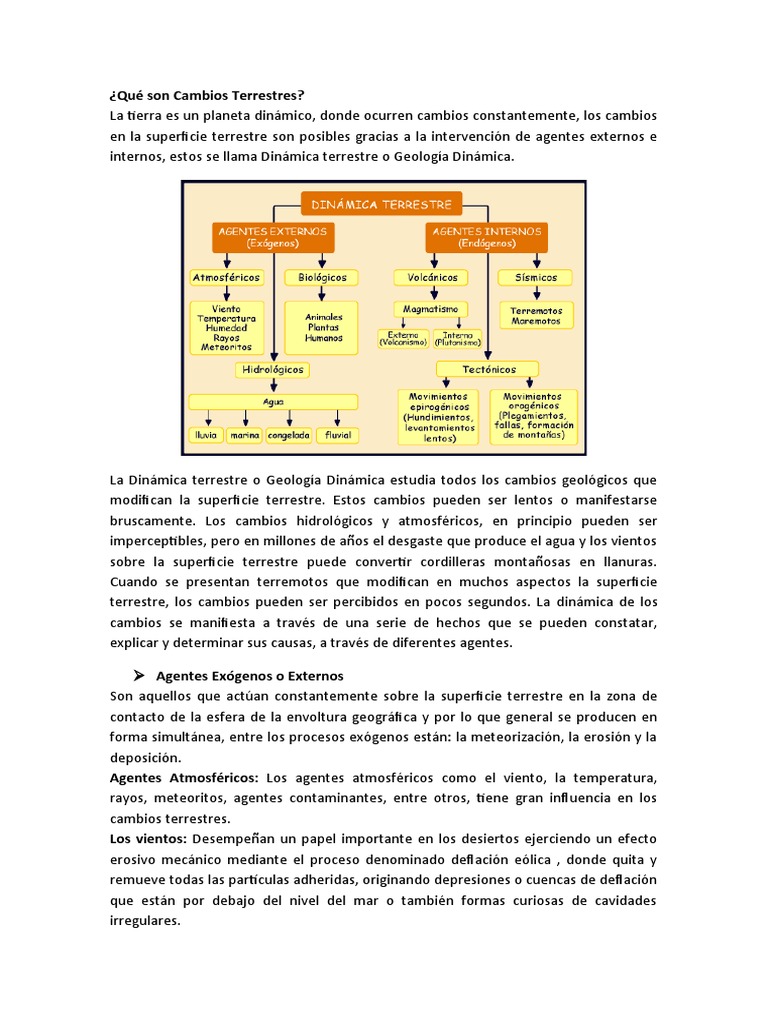 Cambios Terrestres: Tipos y Agentes | PDF | Temblores | Tierra