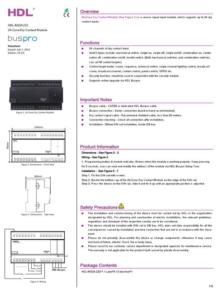 24-Zone Dry Contact Module | PDF | Switch | Electrical Wiring
