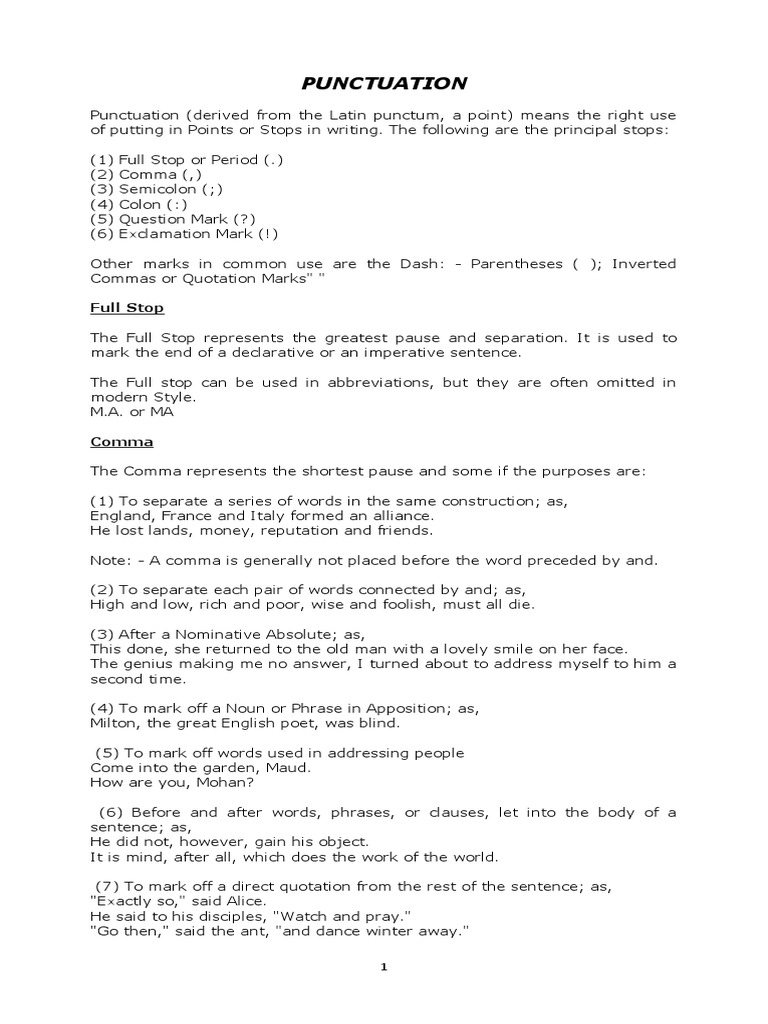 PUNCTUATION Guide | PDF | Comma | Punctuation
