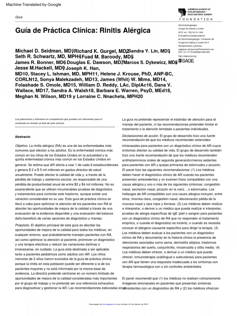 Guias de La Academia Amaericana de Orl | PDF | Alergia | Medicina