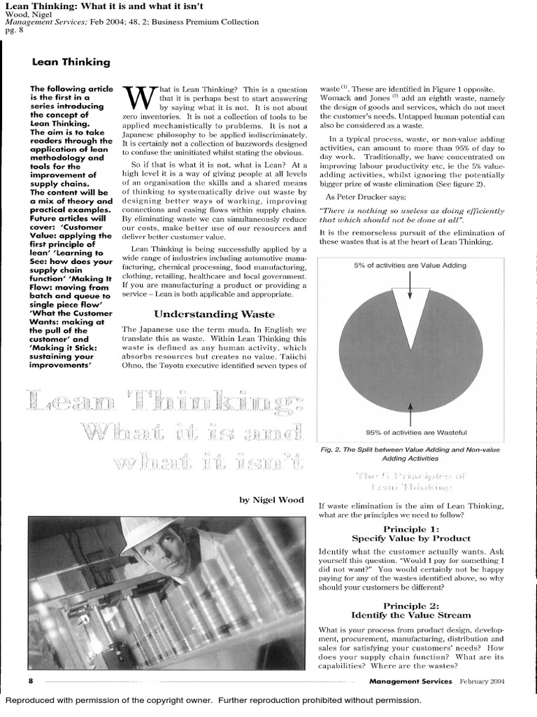 Wood - Lean Thinking What It Is and What It Isnt | PDF