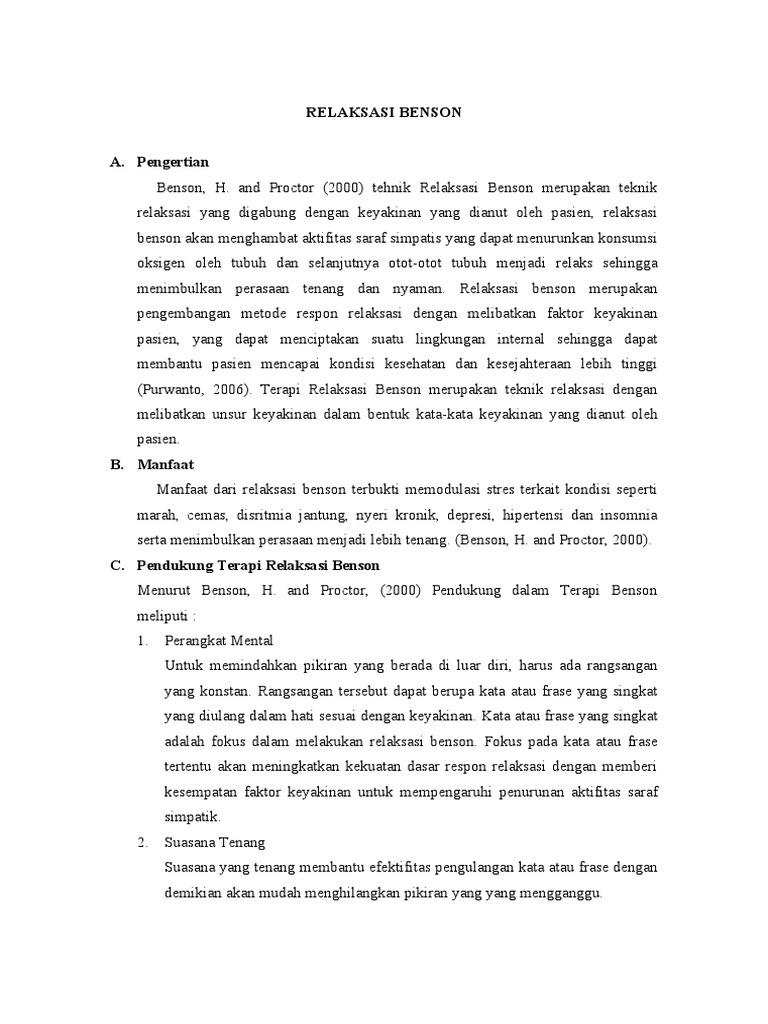Relaksasi Benson | PDF | Pengembangan Diri