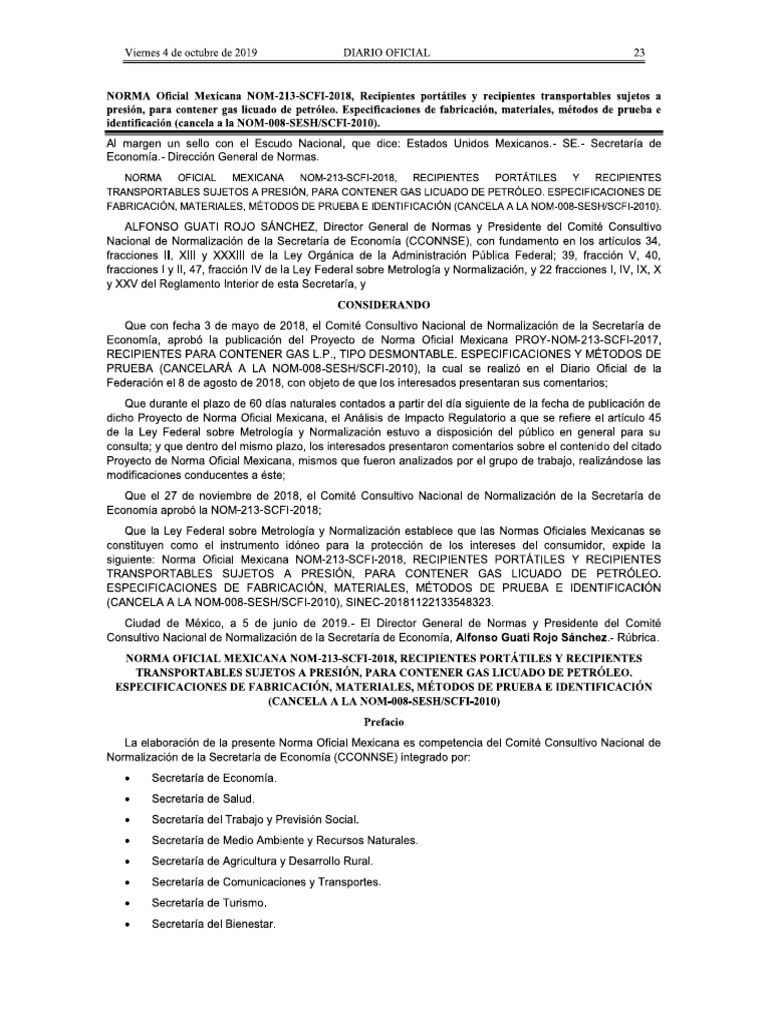 Nom 213 Scfi 2018 | PDF