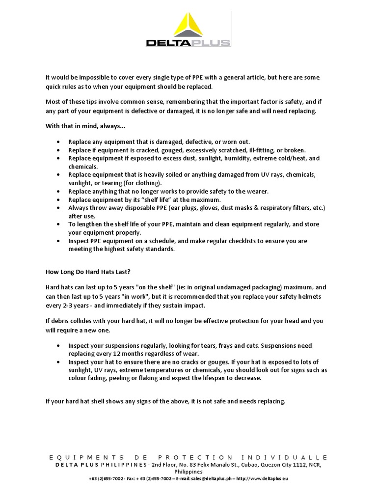 PPE Life Expectancy | PDF | Personal Protective Equipment