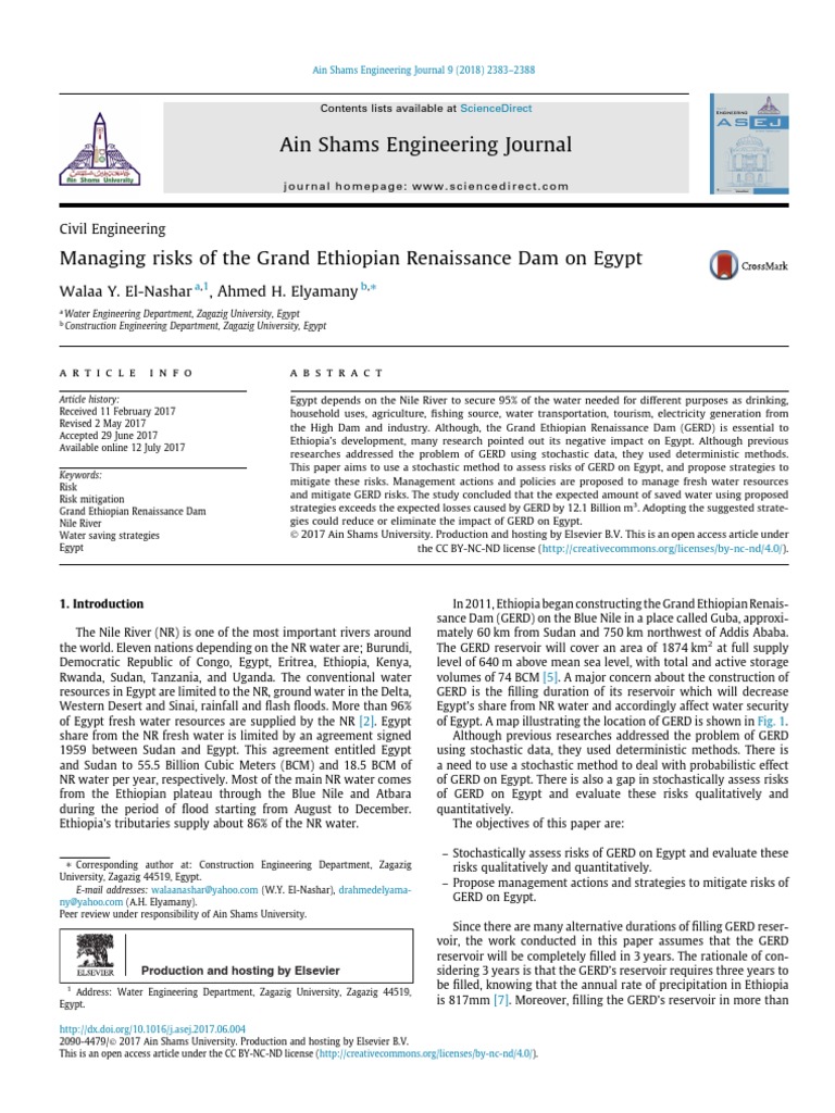 Ain Shams Engineering Journal: Walaa Y. El-Nashar, Ahmed H. Elyamany ...