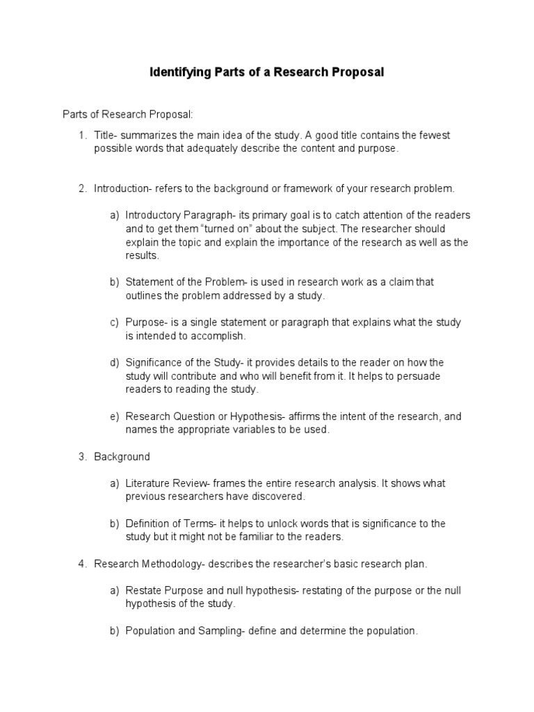 Identifying Parts of A Research Proposal | PDF | Survey Methodology ...