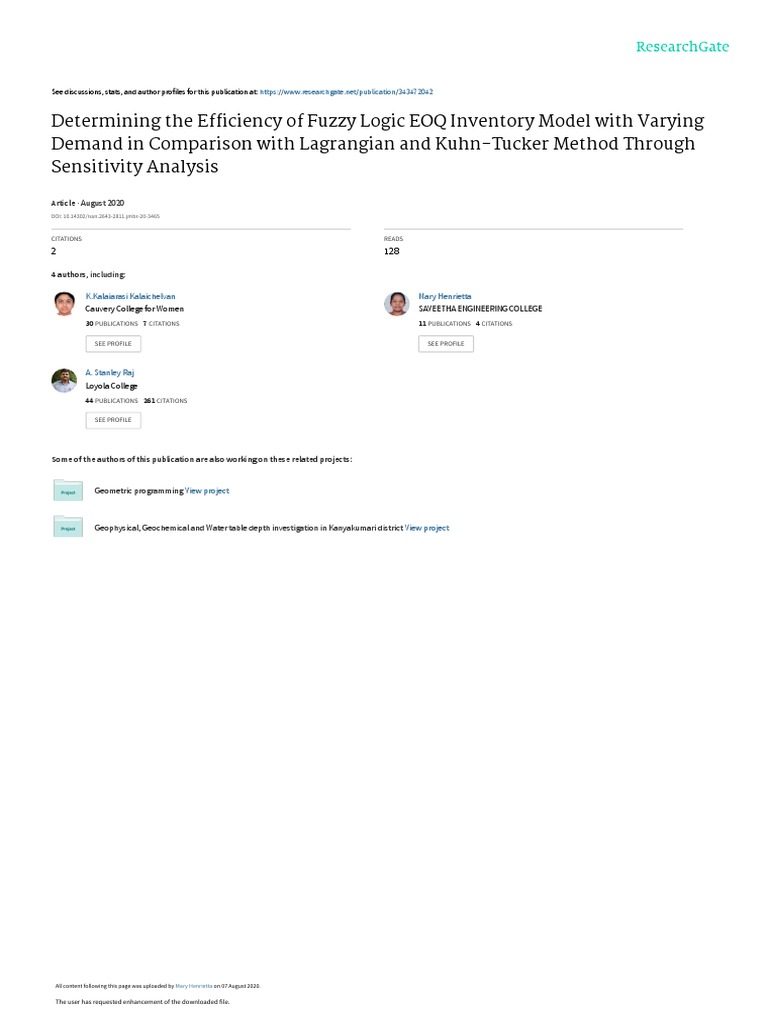 MS Determining The Efficiency of Fuzzy Logic EOQ Inventory Model With Varying Demand in ...