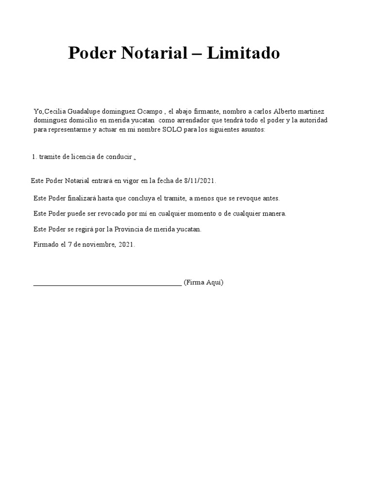 Poder Notarial | PDF | Derecho