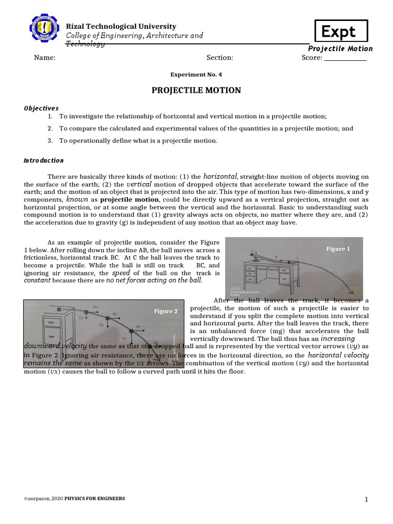 Projectile Motion: College of Engineering, Architecture and Technology ...