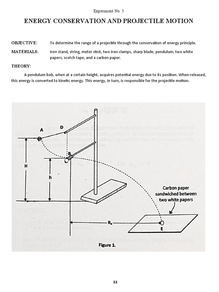 Energy Conservation and Projectile Motion: Objective: Materials: Theory ...