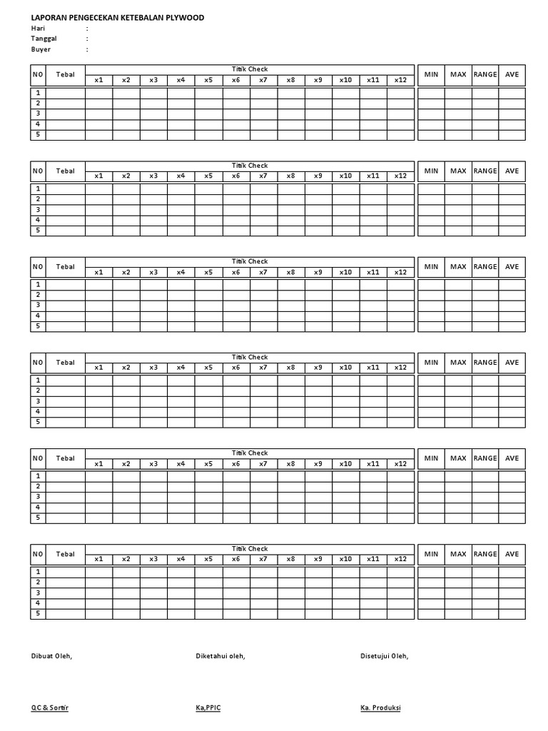 Form Pengecekan Ketebalan Plywood | PDF