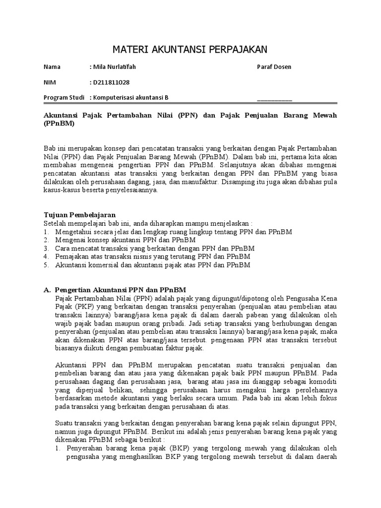 Materi Akuntansi Pajak PPN Dan PPNBM | PDF