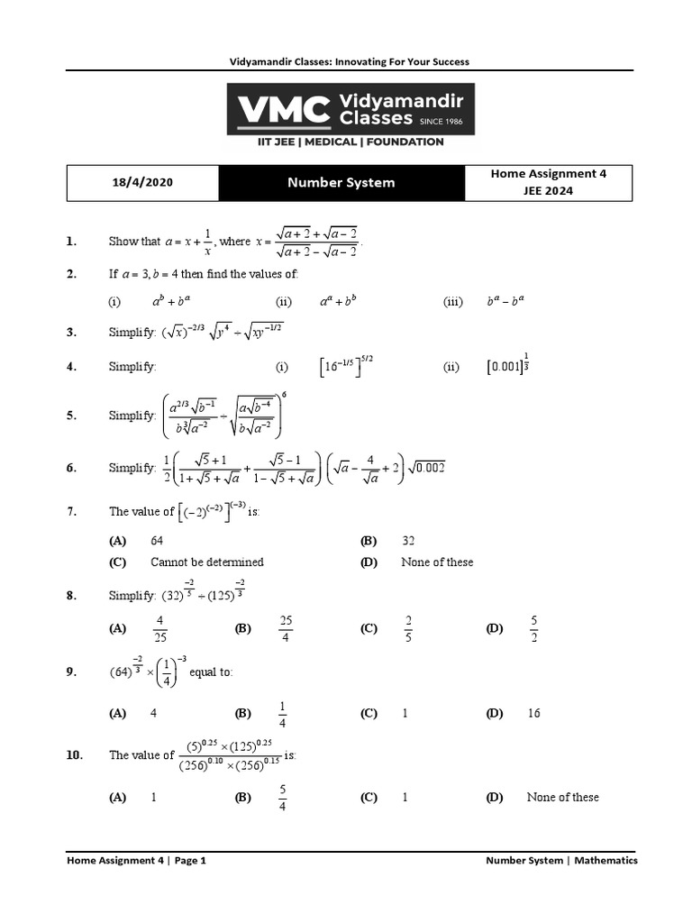 Number System - Home Assignment 4 | PDF | Mathematics