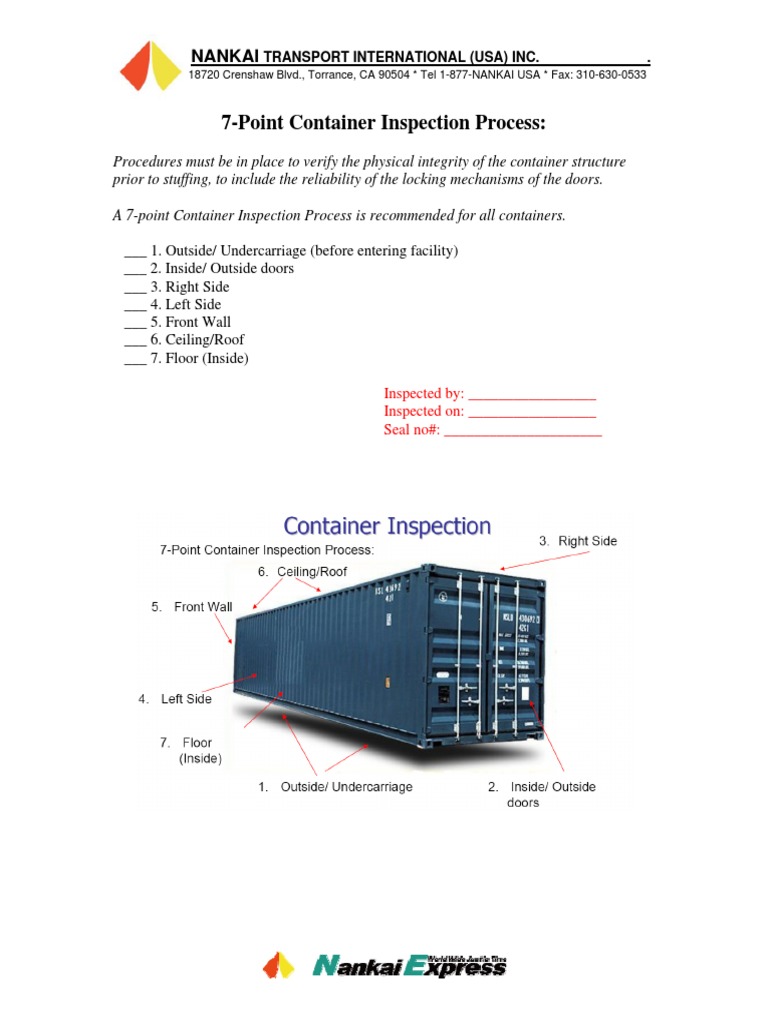 NTI USA C TPAT 7 17 PT Inspection Sheet | PDF