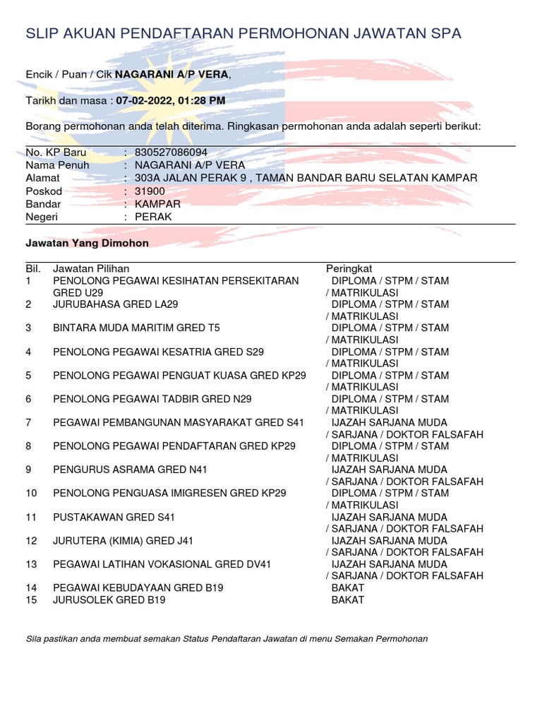 Slip Perakuan 1644211735 | PDF