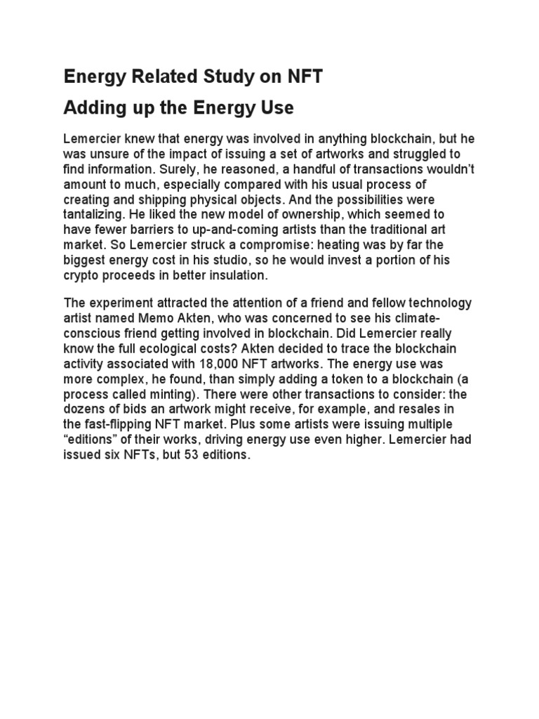 NFT Energy Study | PDF